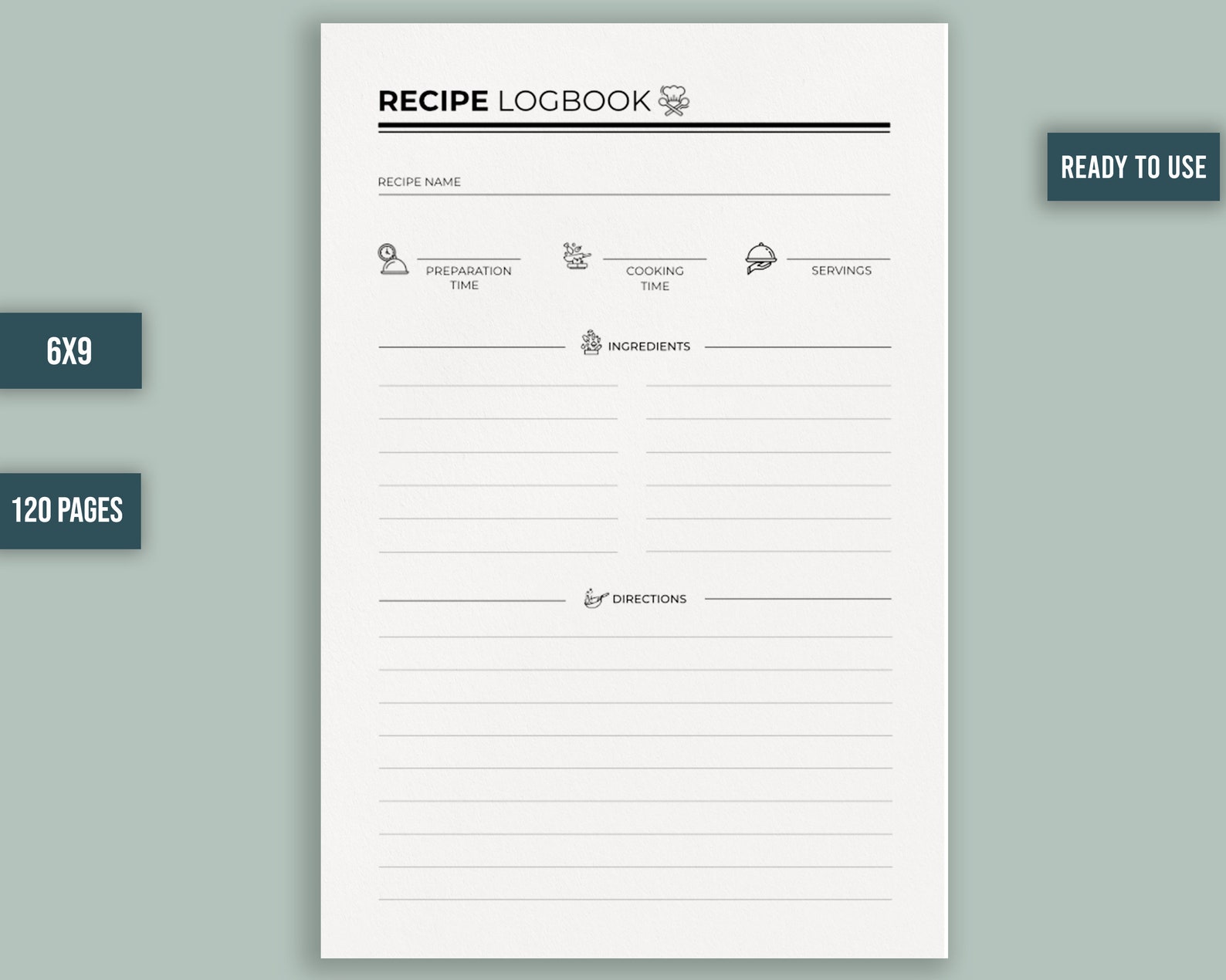 Recipe Log Book KDP Interior Commercial Use Ready to Upload PDF KDP ...