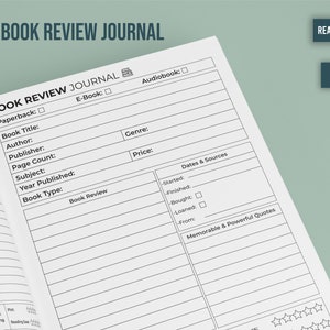 Book Review Journal KDP Interiors 120 Pages 8.5x11 Inches Ready to ...