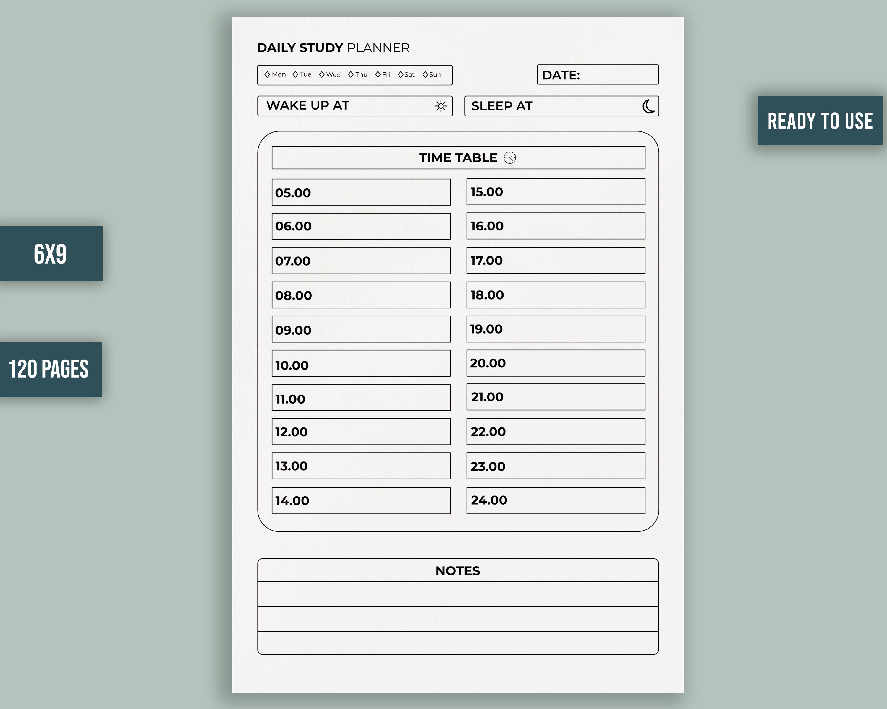 Daily Study Planner Student Study Planner Printable KDP Interiors 120 ...