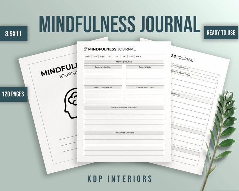 Mindfulness Journal 8.5x11inches KDP Template 120pages KDP | Etsy