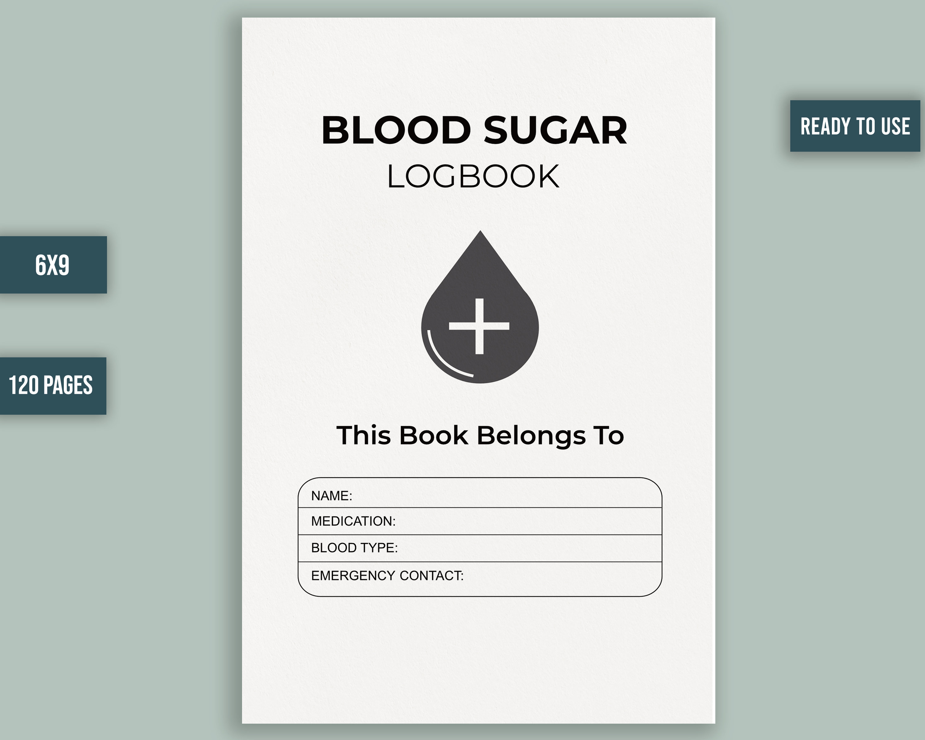 Blood Sugar Logbook 120 Pages Ready to Upload PDF 6x9 Inches KDP ...