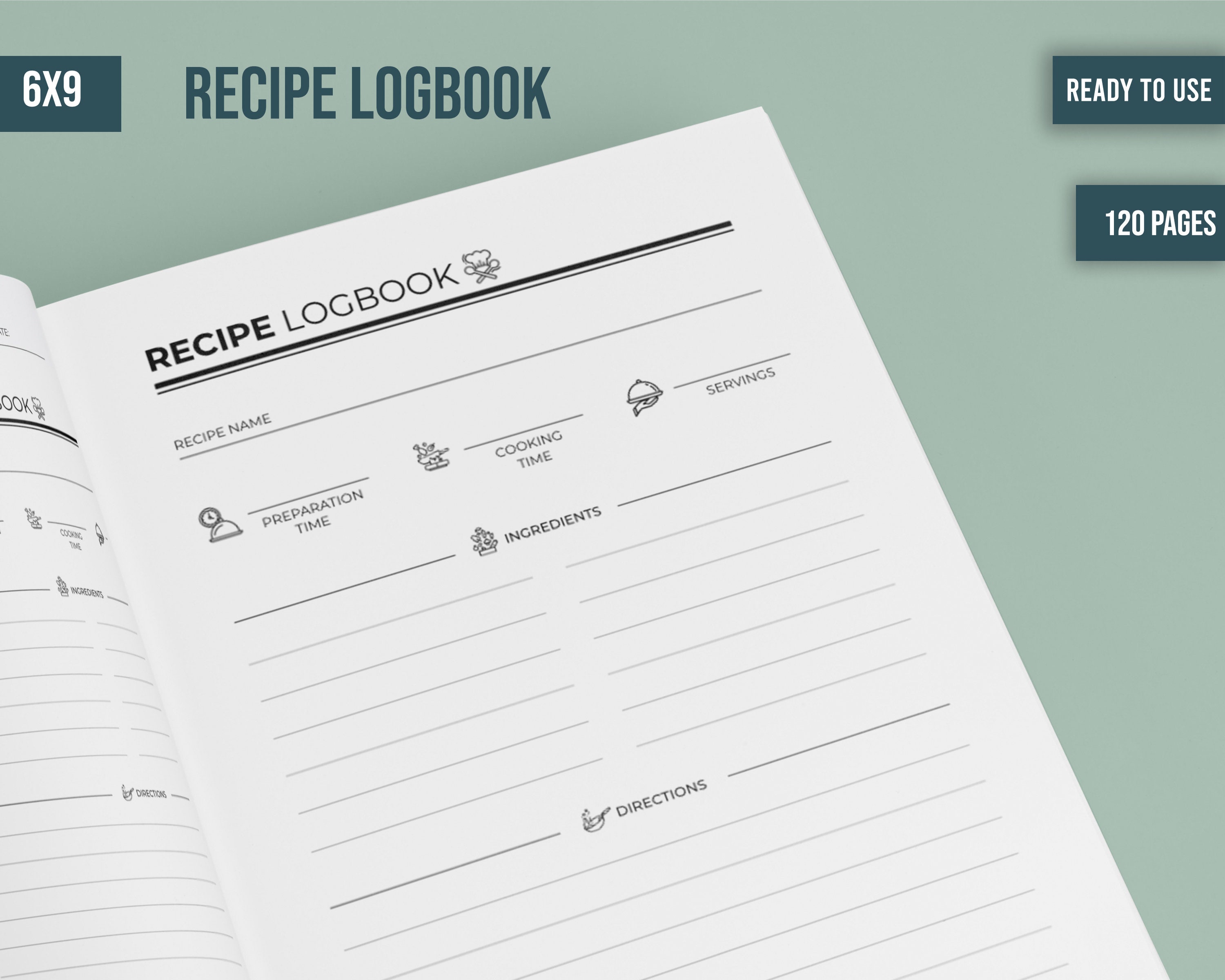 Recipe Log Book KDP Interior Commercial Use Ready to Upload PDF KDP ...