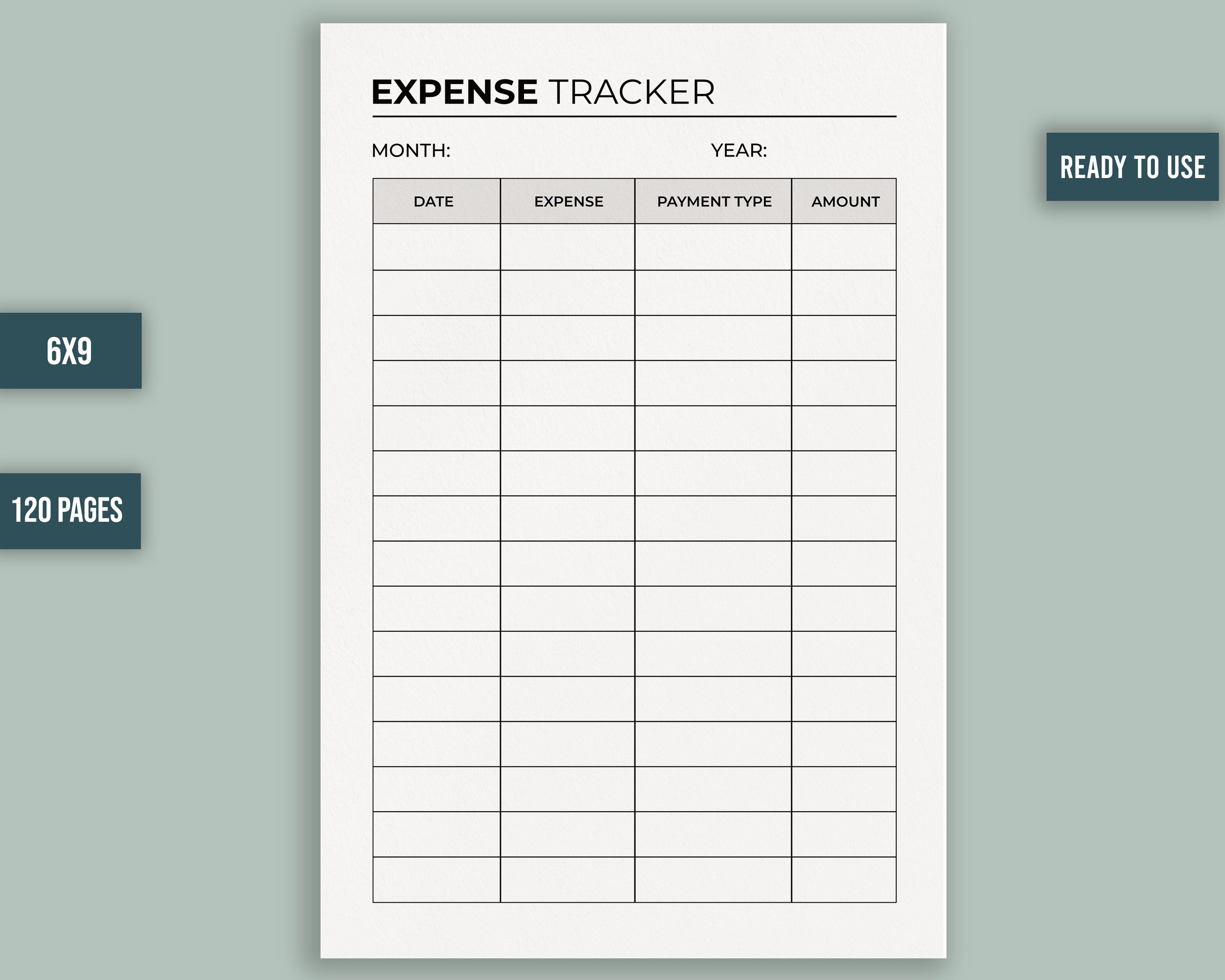 Expense Tracker Book 6x9inches Ready to Upload PDF Commercial Use KDP ...