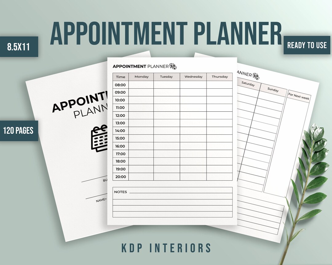 Appointment Planner Printable Template Ready to Upload PDF Commercial ...