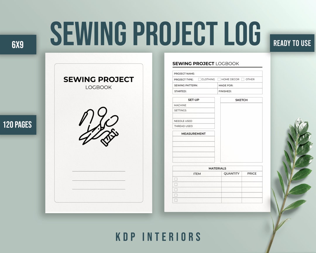 Sewing Log Book 6X9 Inches Ready to Upload PDF Commercial Use KDP ...