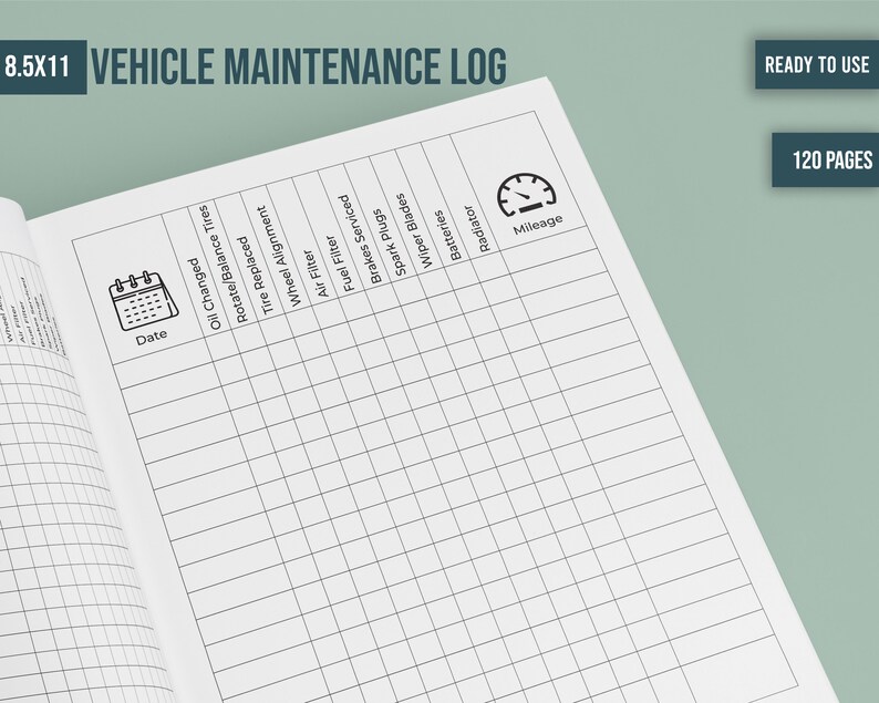 Vehicle Maintenance Logbook KDP 120 Pages 8.5x11 Ready to Upload KDP ...