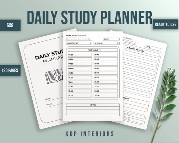 Daily Study Planner Student Study Planner Printable KDP | Etsy