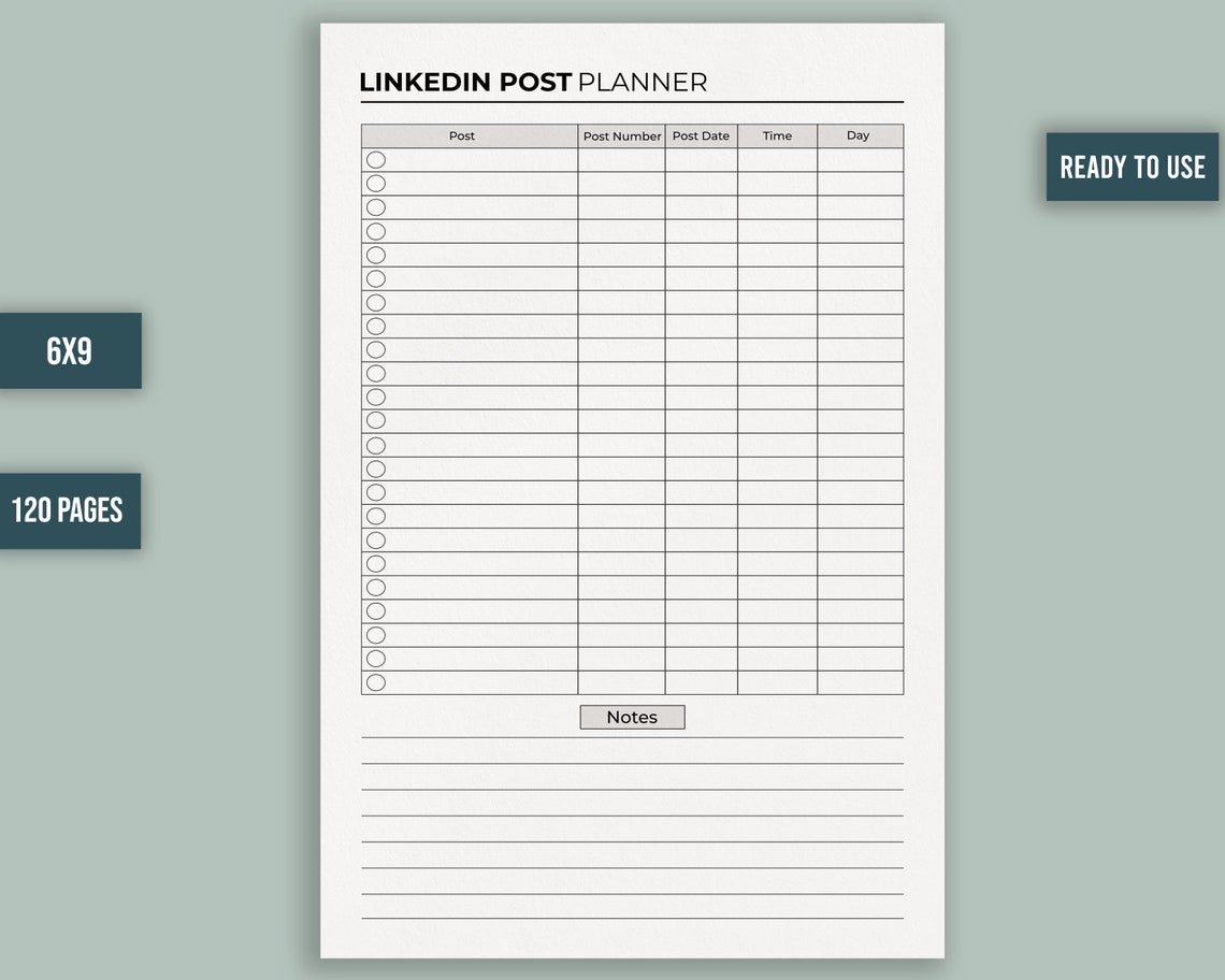 Linkedin Post Planner Ready to Upload PDF KDP Interior 6x9 Inches KDP ...