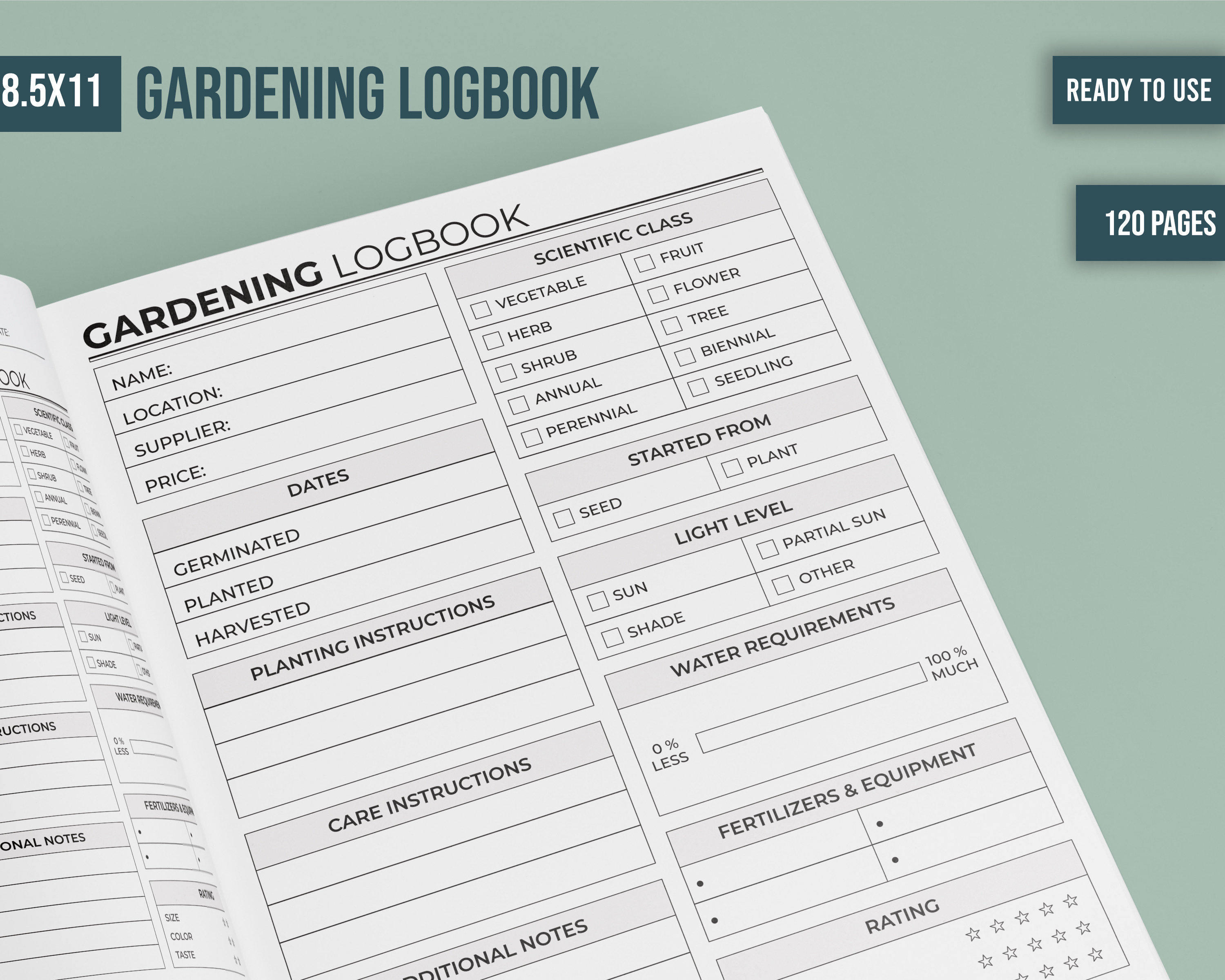 Gardening Logbook, Garden Planner, Gardening Organizer 8.5x11 Inches ...