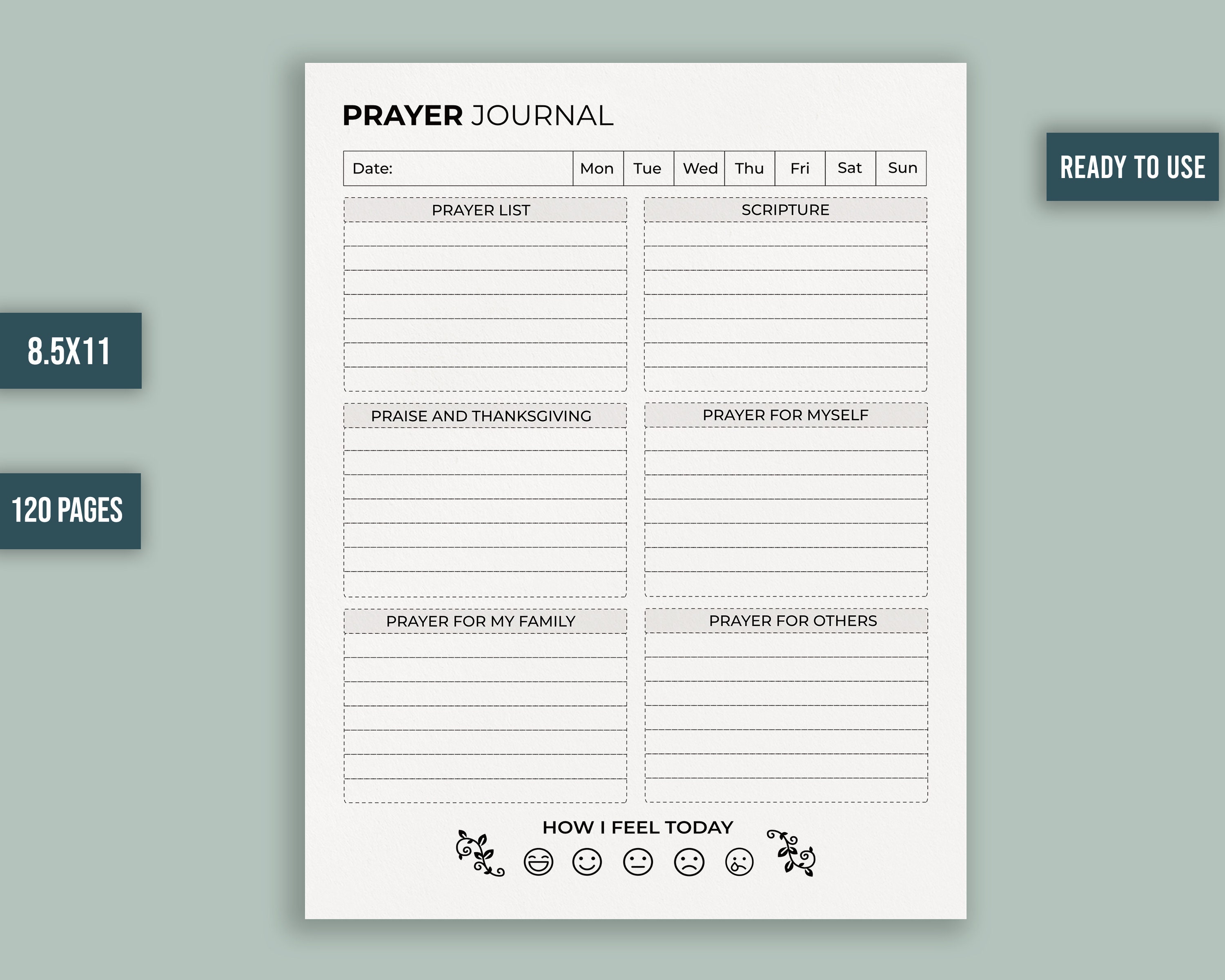 Prayer Journal 8.5"x11" Inches Ready to Upload PDF Commercial Use KDP ...