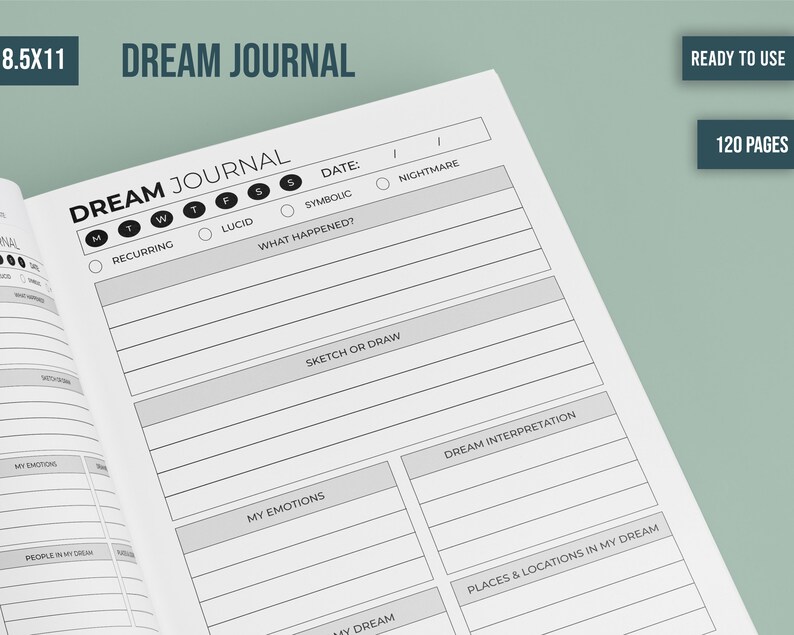 Dream Journal 8.5x11 Inches 120 Pages KDP Interiors Template Low ...