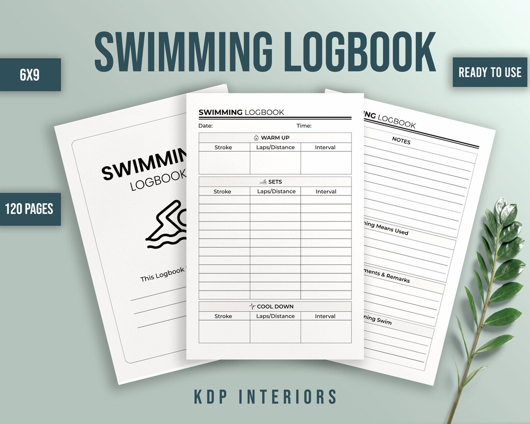 Swimming Log Book KDP Interior Commercial Use Ready to Upload PDF KDP ...