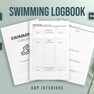 Swimming Log Book KDP Interior Commercial Use Ready to Upload PDF KDP ...