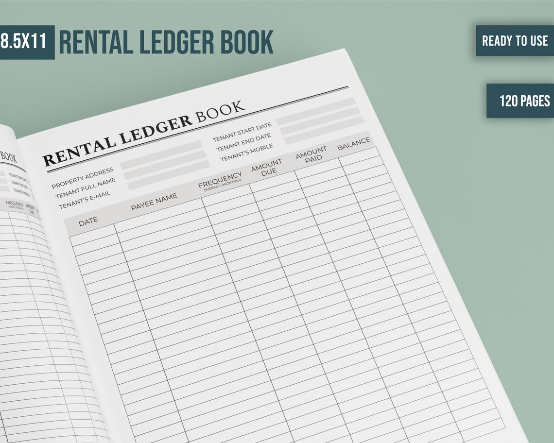 Rental Ledger Book 120 Pages 8.5x11 Inches Ready to Upload PDF KDP ...