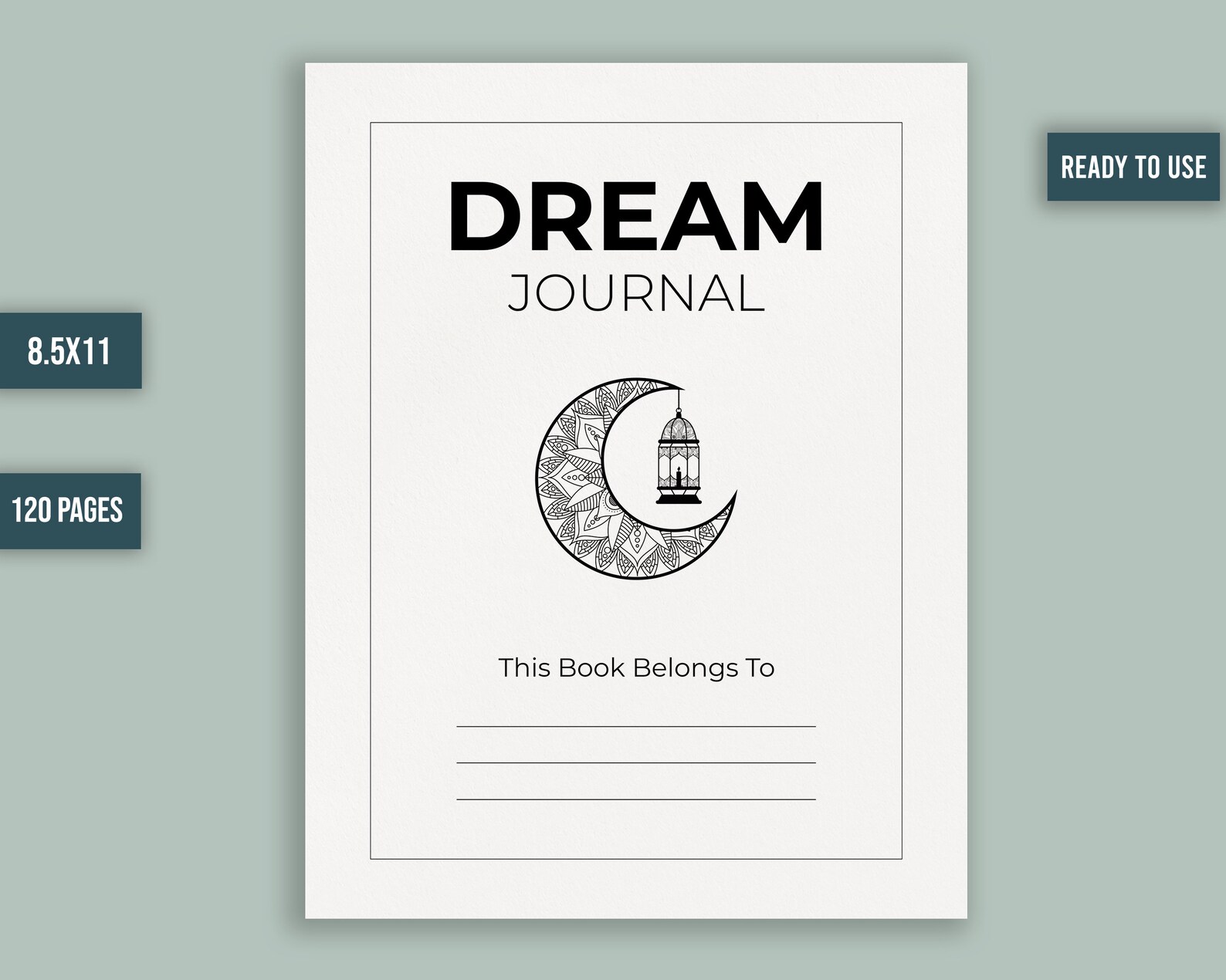 Dream Journal 8.5x11 Inches 120 Pages KDP Interiors Template Low ...