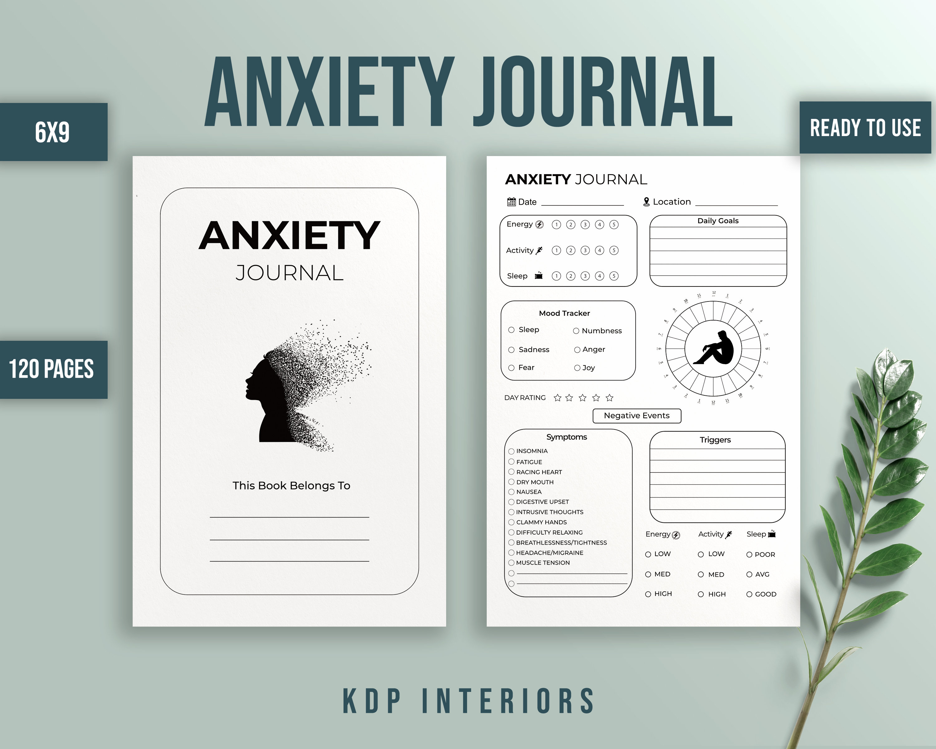 Anxiety Journal 6x9 Inches KDP Interiors Template Low Content Book ...