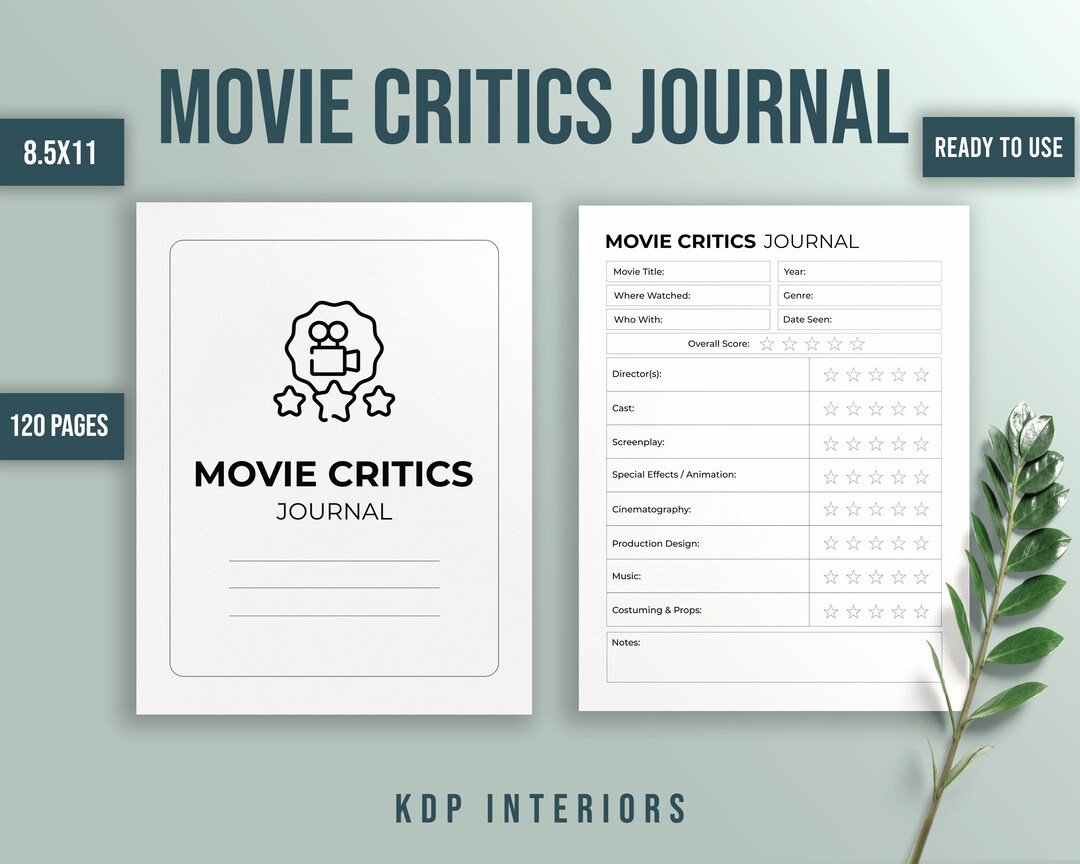 Movie Critics Journal 8.5x11 Inches 120 Pages Low Content Design Ready ...
