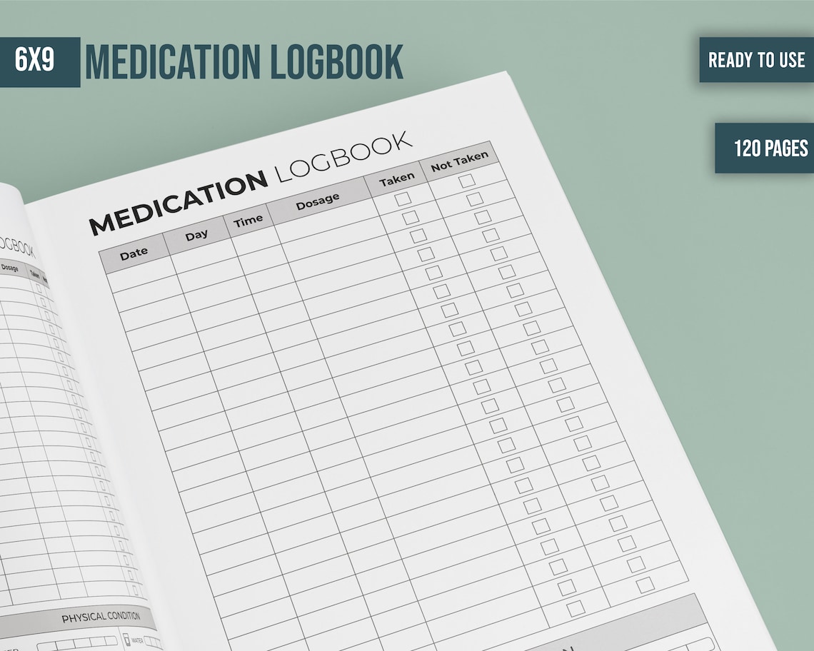 Medication Log Book KDP Interior Template Low Content Design 6x9 Inches ...