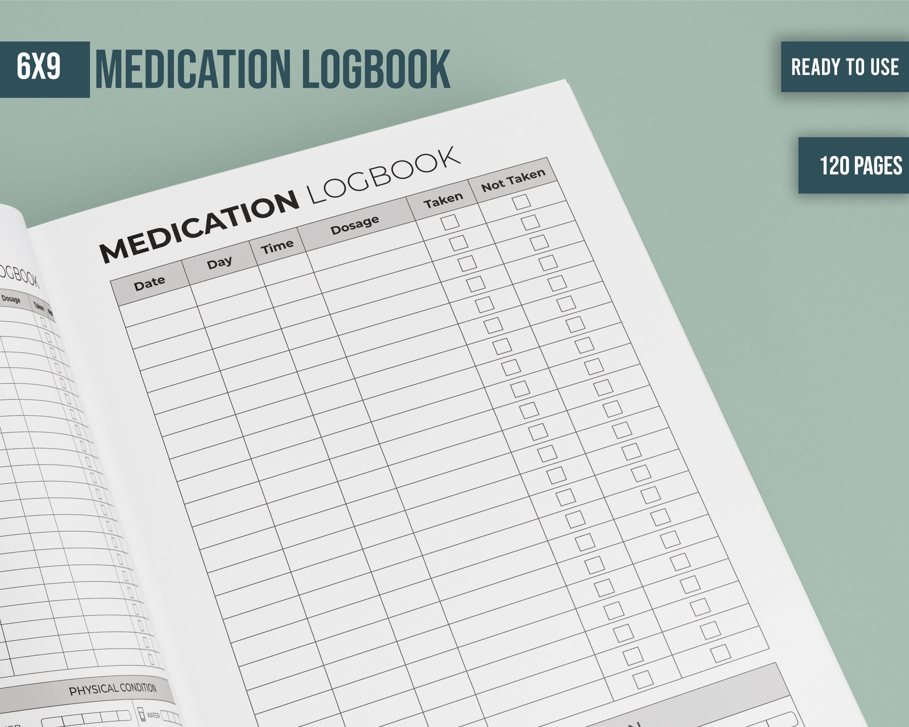Medication Log Book KDP Interior Template Low Content Design 6x9 Inches ...