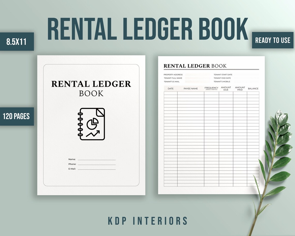 Rental Ledger Book 120 Pages 8.5x11 Inches Ready to Upload PDF KDP ...