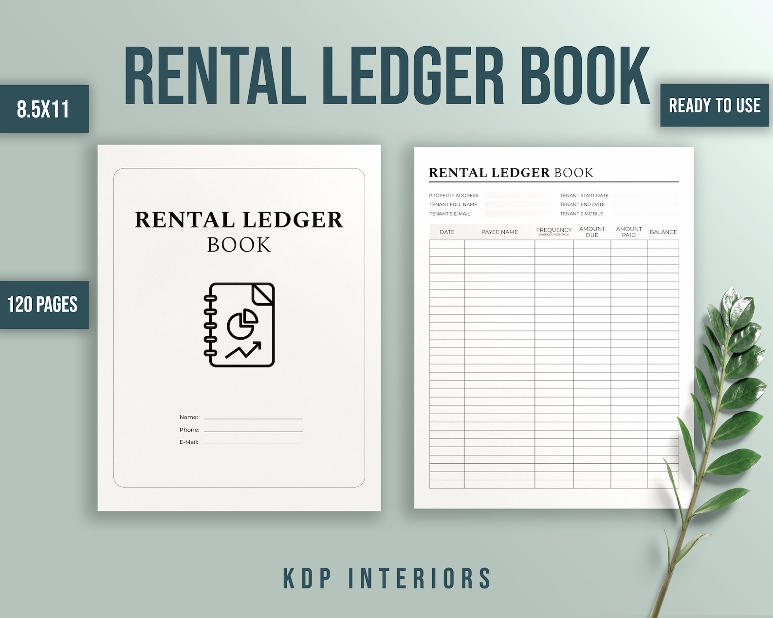 Rental Ledger Book 120 Pages 8.5x11 Inches Ready to Upload PDF KDP ...