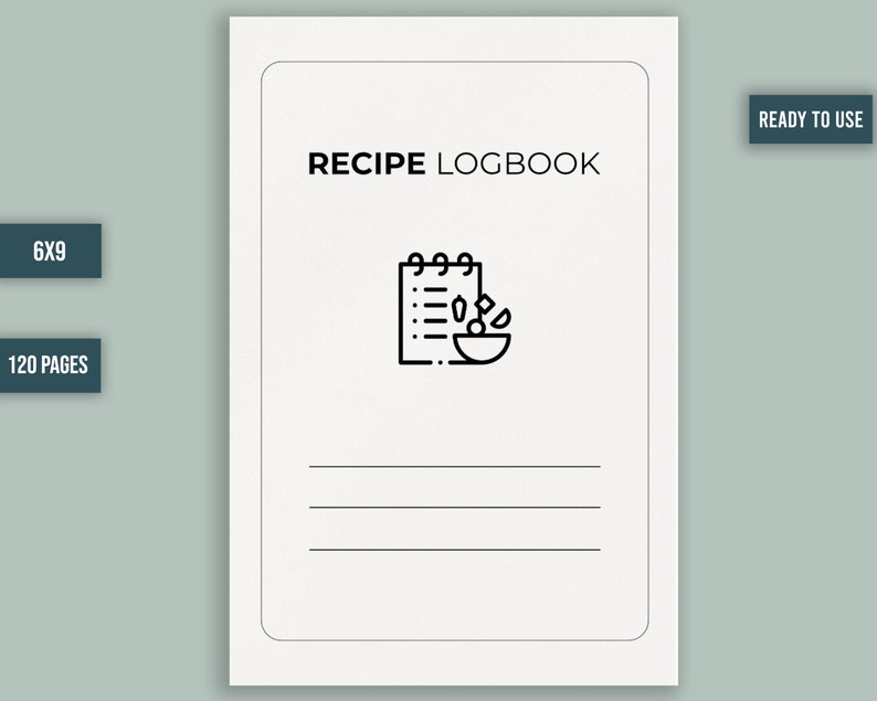 Recipe Log Book KDP Interior Commercial Use Ready to Upload PDF KDP Planner Kdp Template 120 ...