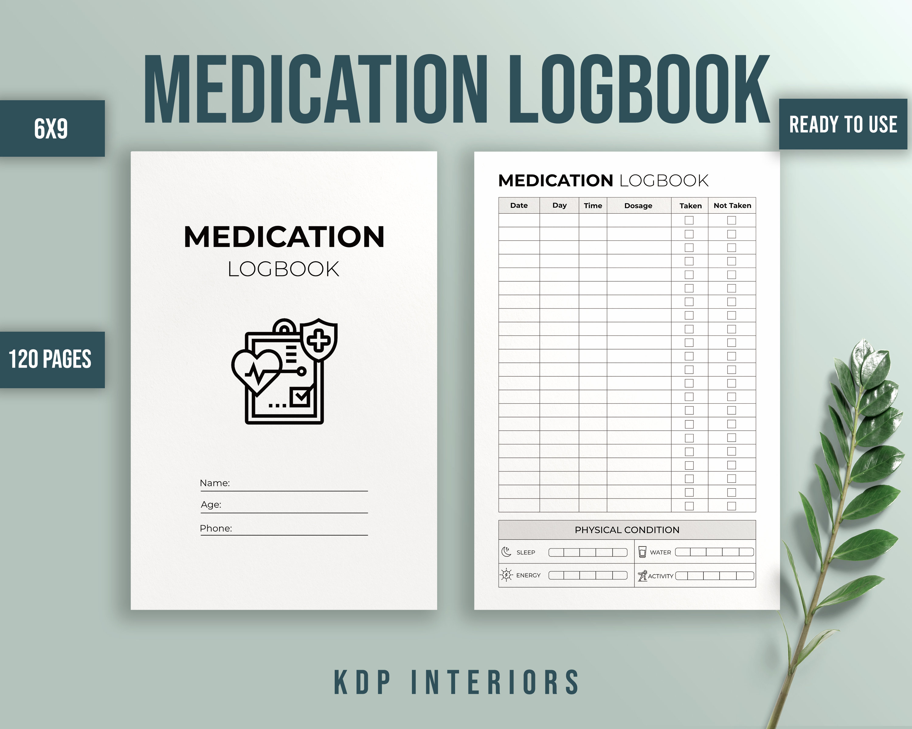 Medication Log Book KDP Interior Template Low Content Design 6x9 Inches ...