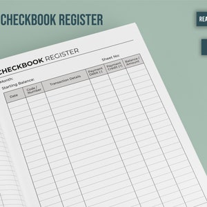 Checkbook Register Transaction Register 8.5X11 Inches 120 Pages Ready ...