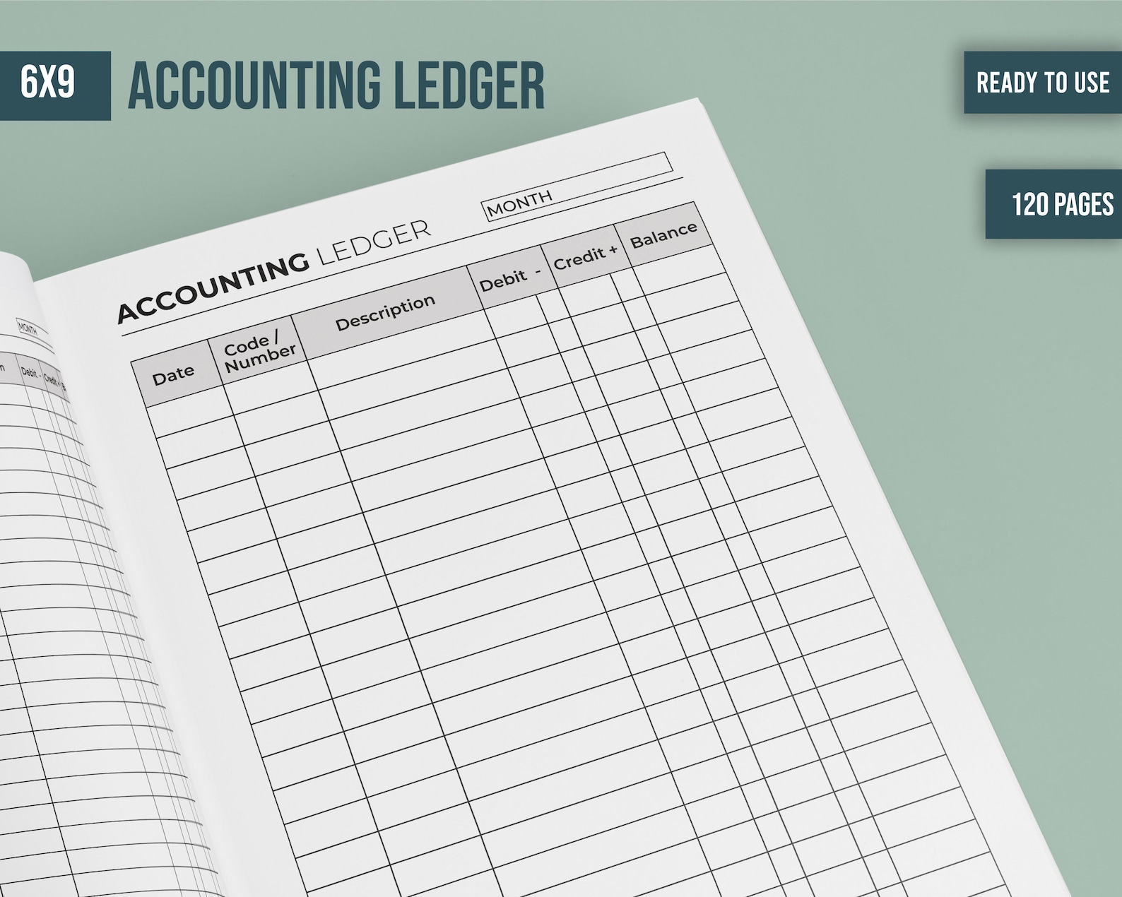Accounting Ledger Book 120 Pages 6x9 Inches Ready to Upload PDF KDP ...