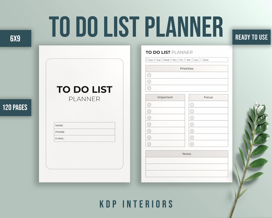 To Do List Planner 6x9" Inches Ready to Upload PDF Commercial Use KDP ...