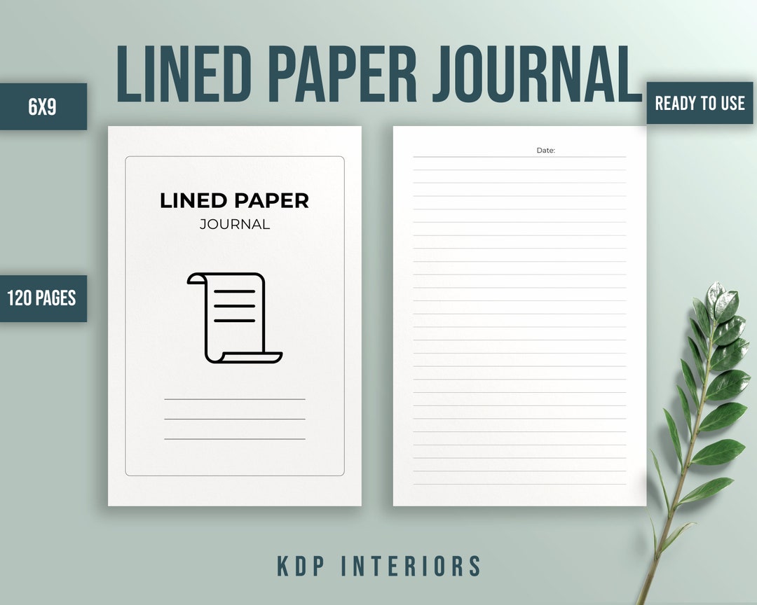 Lined Paper Journal 6x9" Inches Ready to Upload PDF Commercial Use KDP ...