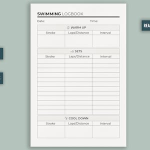 Swimming Log Book KDP Interior Commercial Use Ready to Upload PDF KDP ...