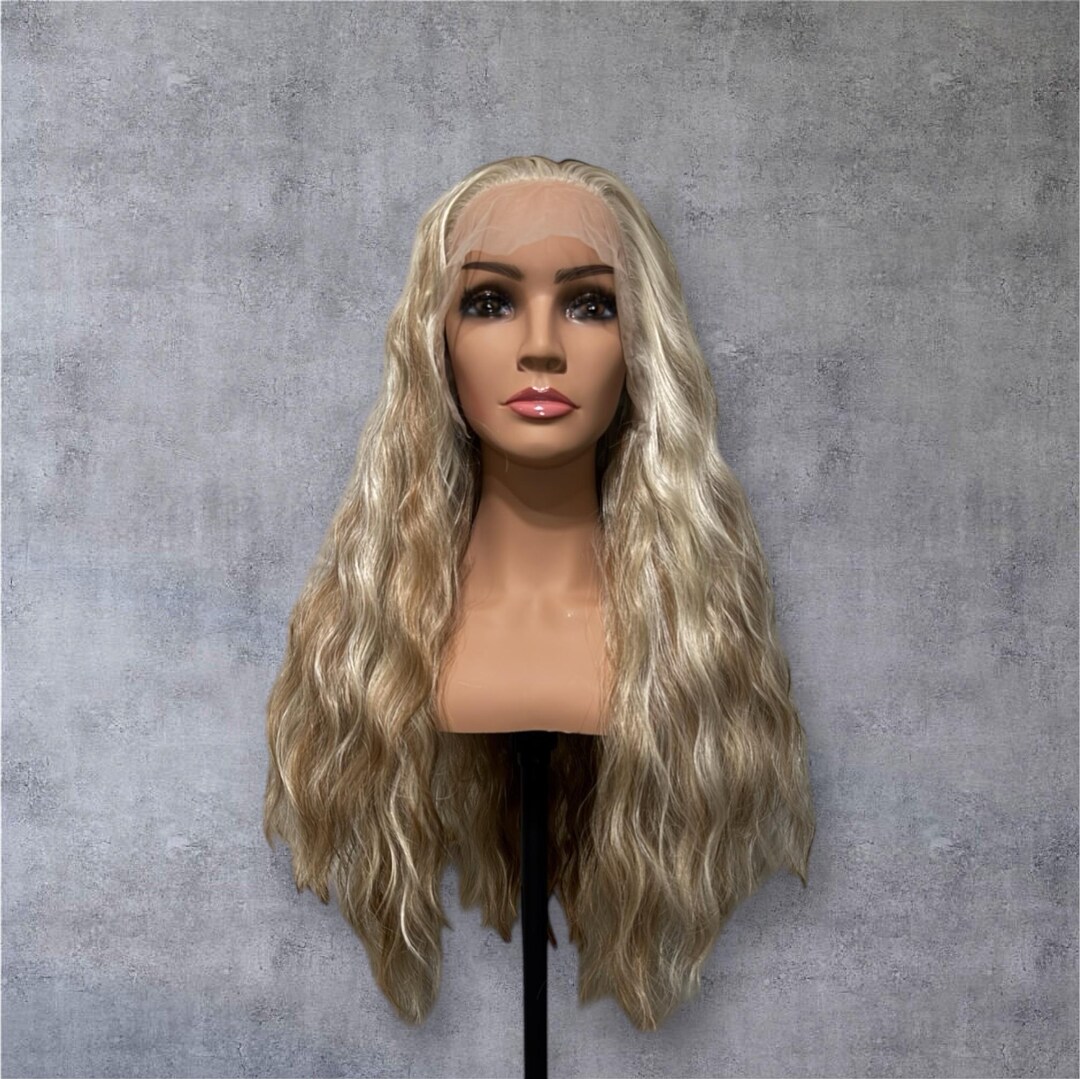 Long Blonde Wavy Wig, Fantasy Wig, Cosplay Wig. Lace Front Wig, Fairy ...