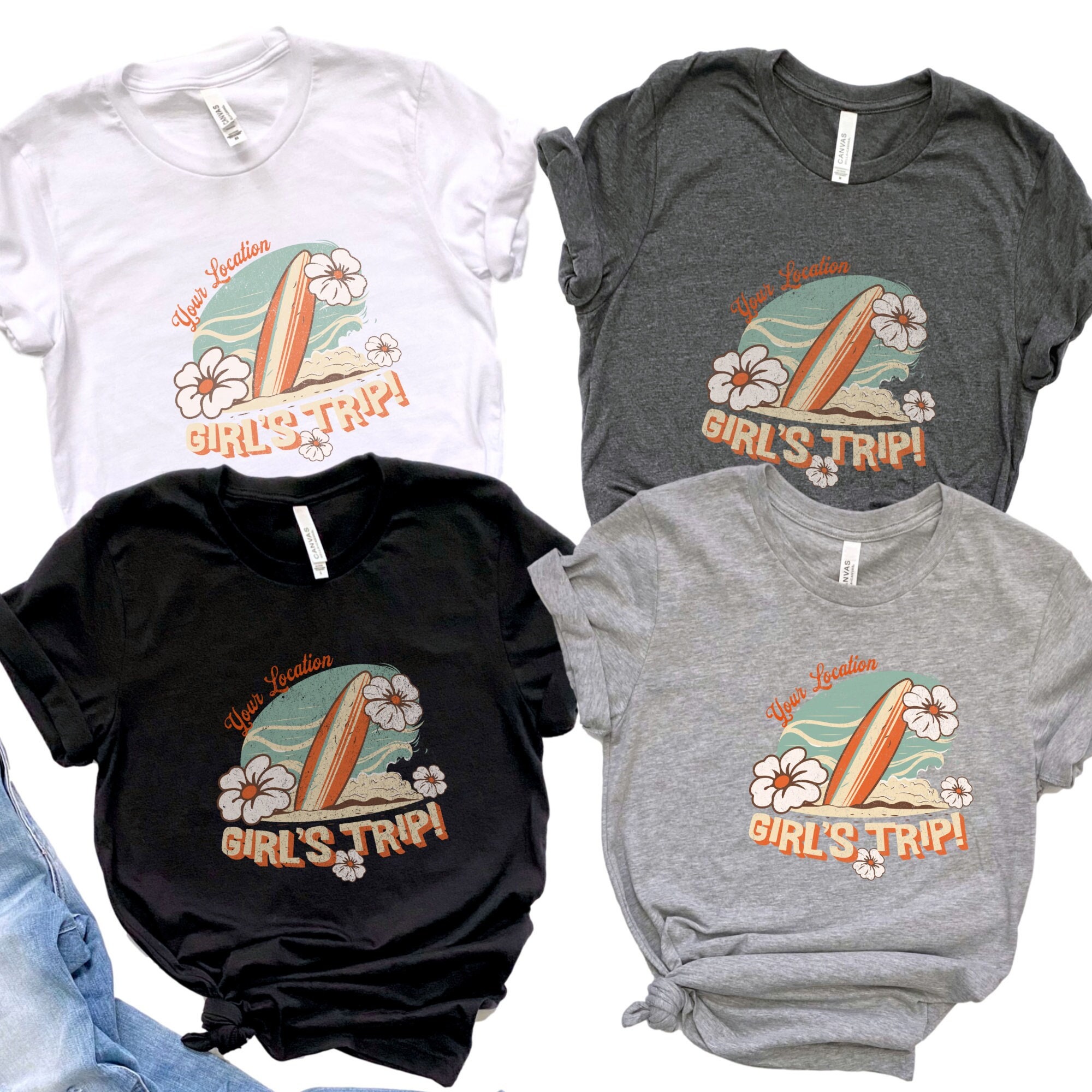 Custom Location Girls Trip Shirt, Girls Trip 2024 Shirt, Personalized Girls Trip T, Girls Travel ...