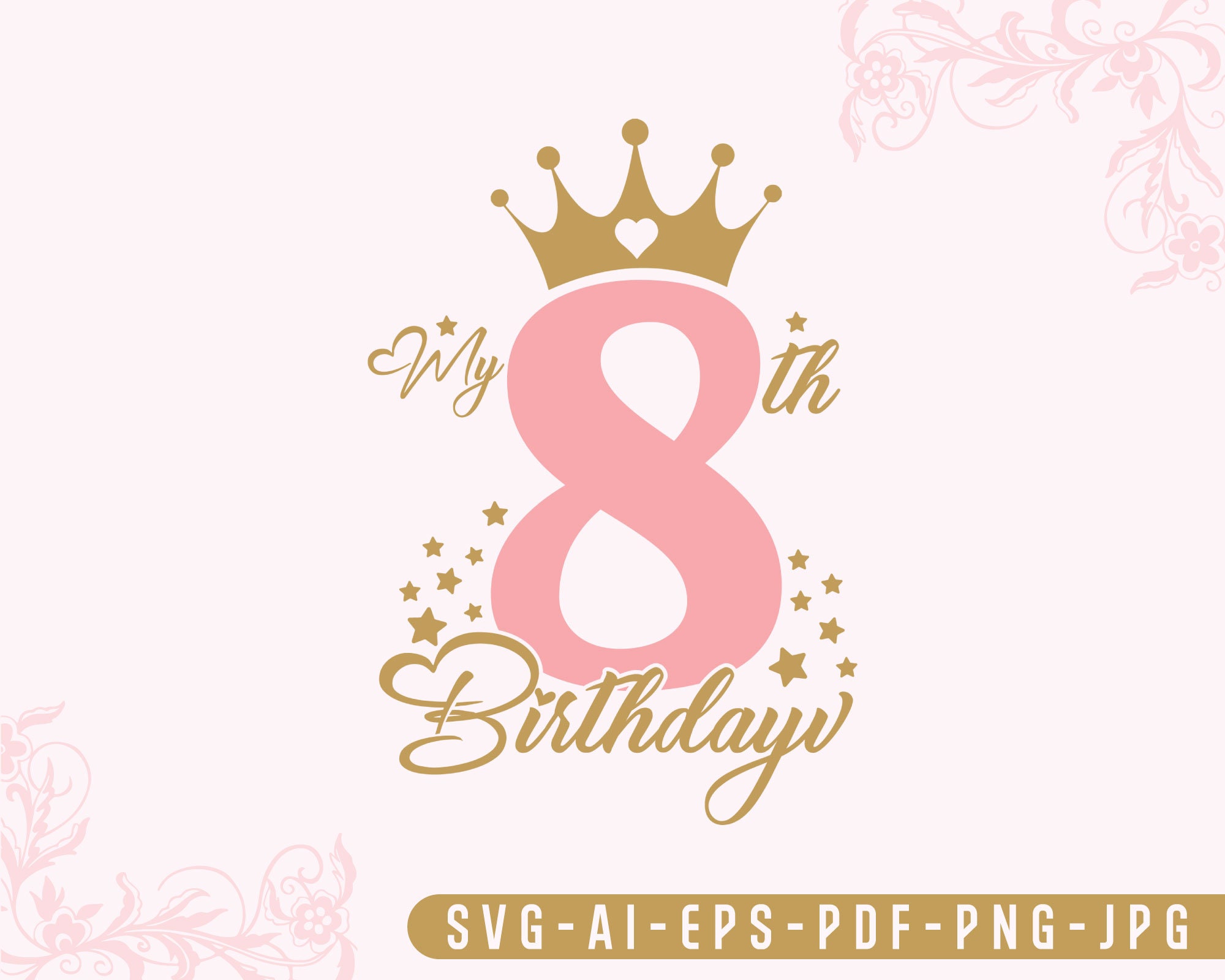 8th Birthday Svg Baby Birthday Svg Birthday Svg Eighth | Etsy