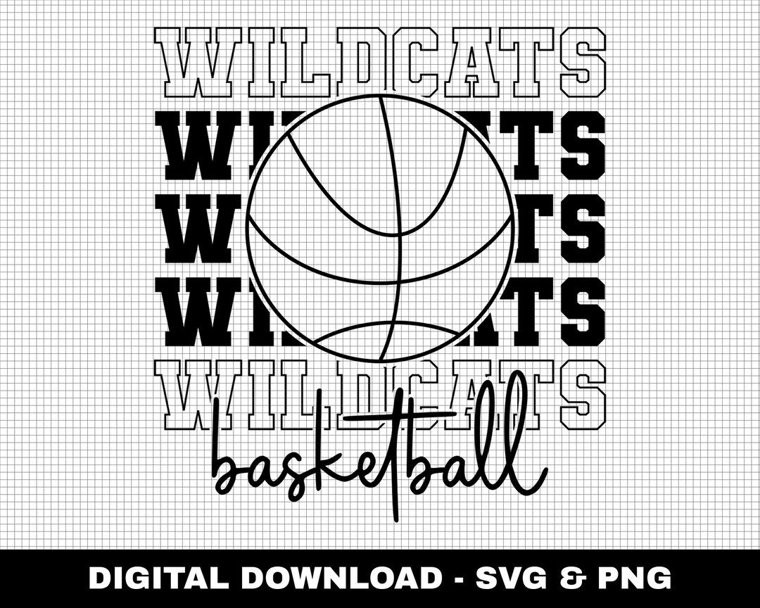 Wildcats Basketball Svg, Stacked Svg, Basketball Svg, Basketball Mascot ...