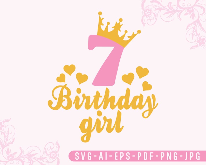 7th Birthday Girl Svg Birthday Svg Birthday Number Svg - Etsy
