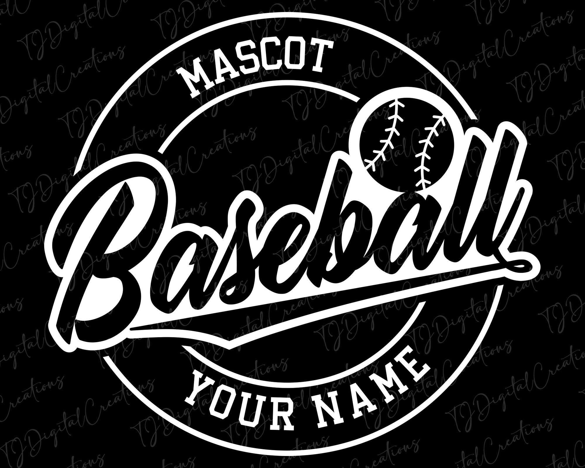 Baseball Svg Baseball Mascot Svg Custom Name Svg Digital - Etsy