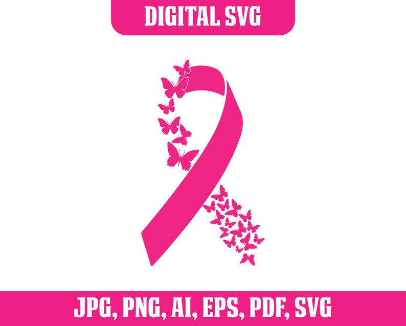 Butterflies Cancer Ribbon SVG Cancer Memorial Svg Cancer - Etsy
