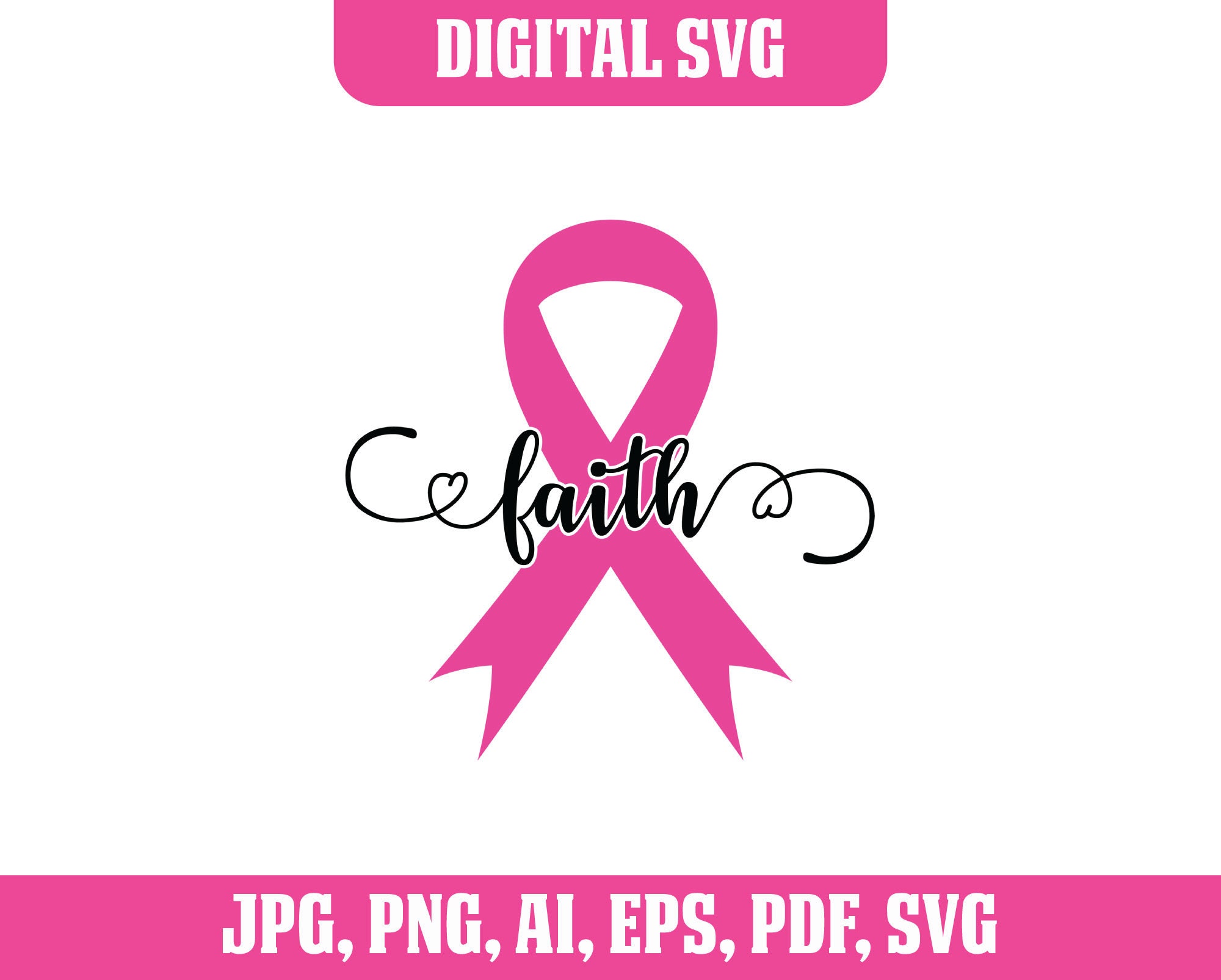Faith Breast Cancer Ribbon SVG Cancer Awareness Svg Ribbon - Etsy