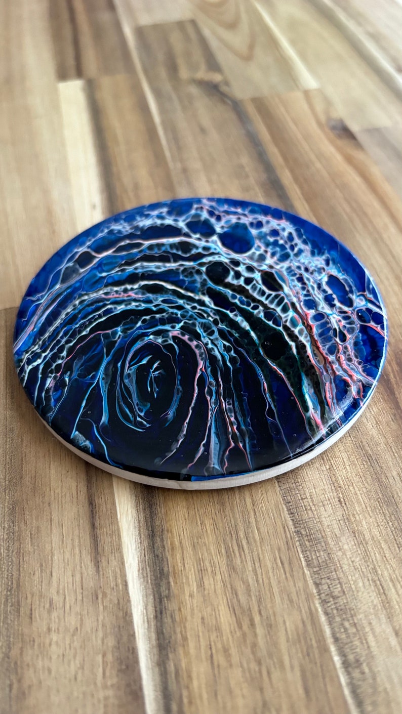 Paint Pour Coaster - Handpainted Ceramic - Home Decor / Interior Art - Etsy