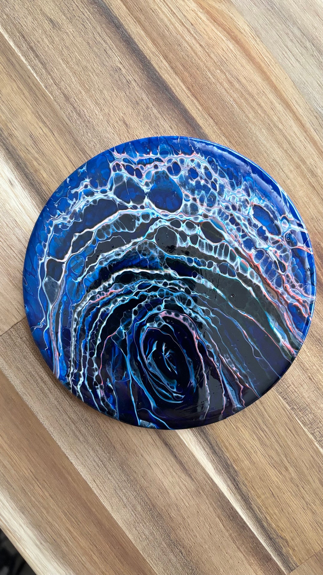 Paint Pour Coaster - Handpainted Ceramic - Home Decor / Interior Art - Etsy