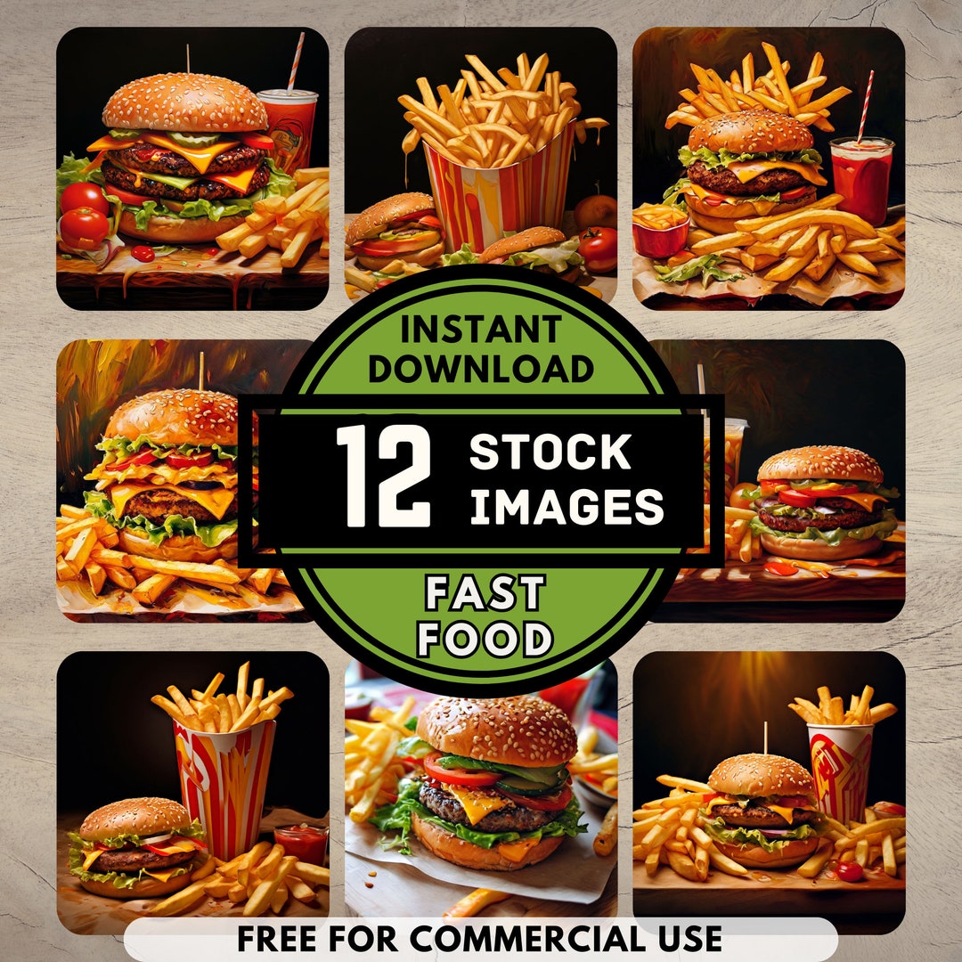 Fast Food Stock Photos, Hamburger Stock Photos, Hamburger With Fries - Etsy