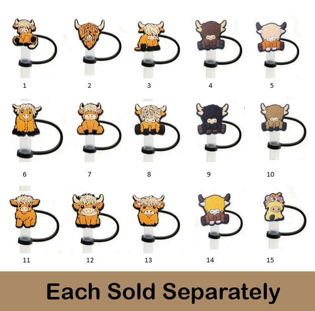 Highland Cow Straw Topper, Beach Pool Accessories, Tumblers, BPA FREE ...