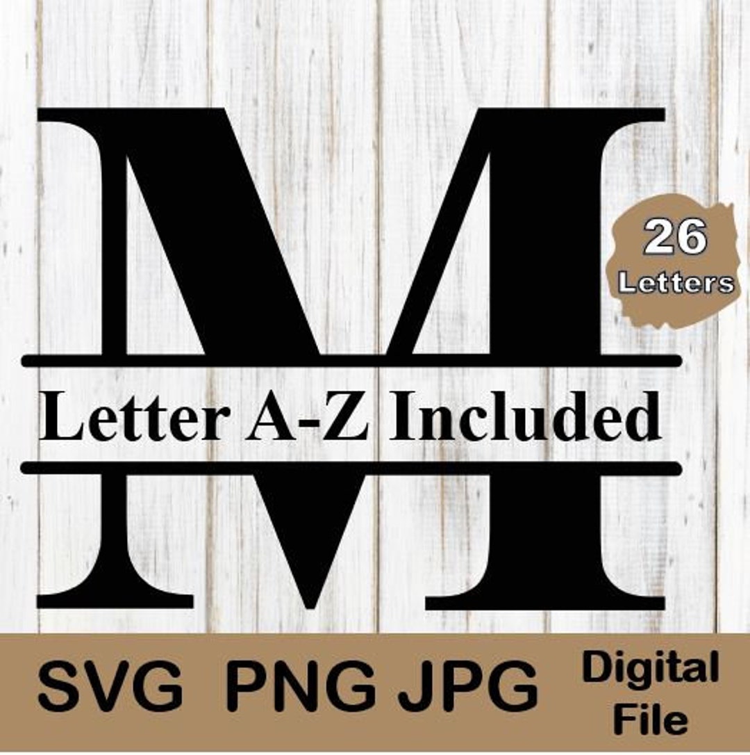 Split Monogram SVG Bundle, Spilt Letter Svg, Alphabet Clipart, Last ...