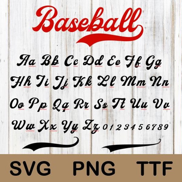 Baseball Fonts With Tail - Etsy