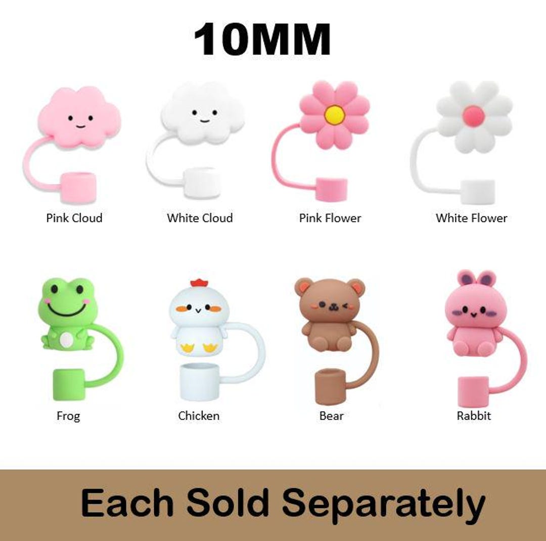 Straw Topper, Beach Accessory, Clouds, Flowers, Frog, Chicken, Bear ...