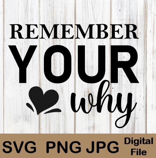 Remember Your Why SVG PNG JPG, Inspirational Quotes, Motivation Shirt ...