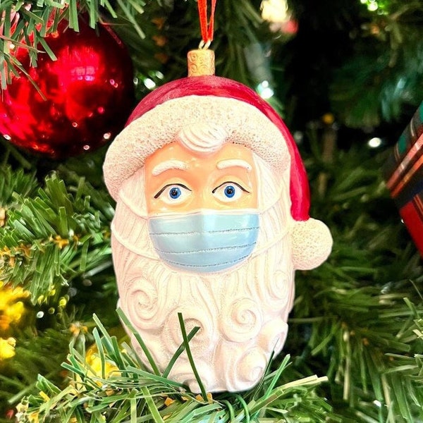 Santa With Mask Ornament - Etsy