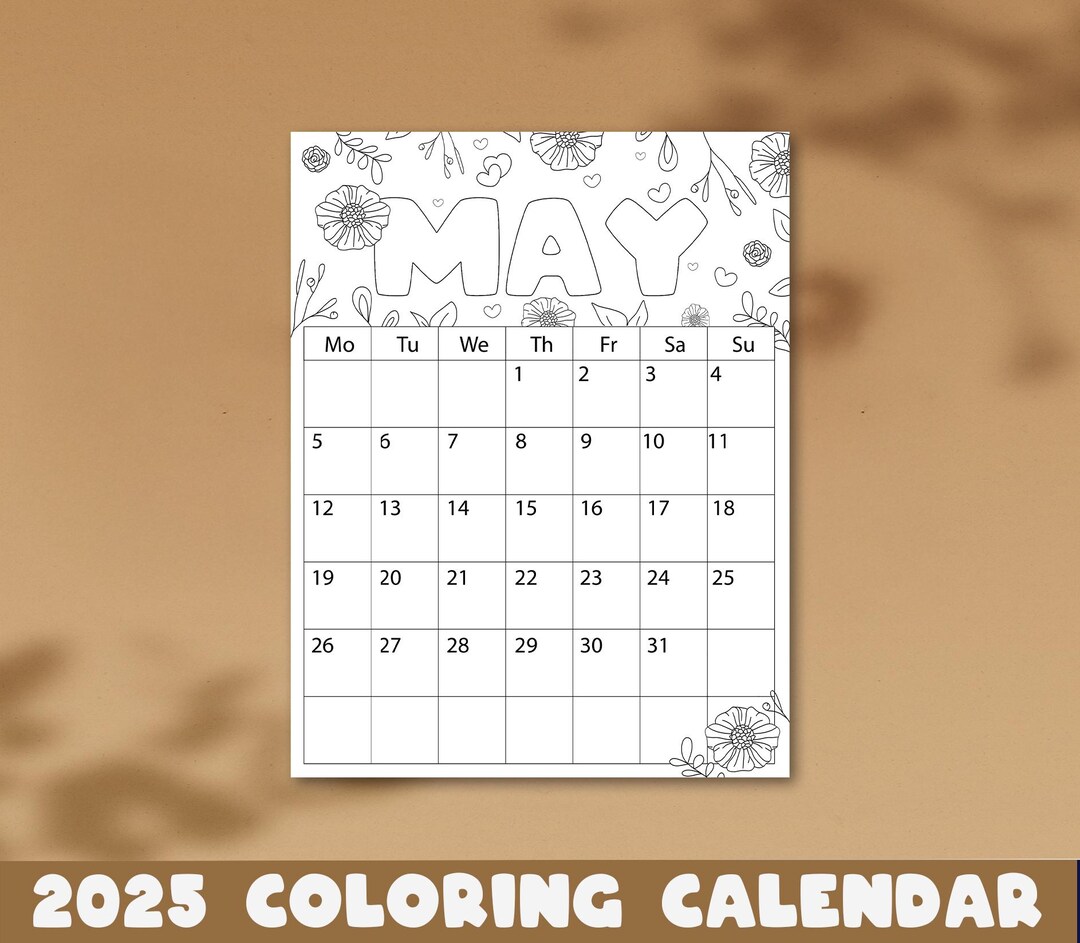 Calendario para colorear 2025, calendario para colorear 2025 para niños para imprimir ...